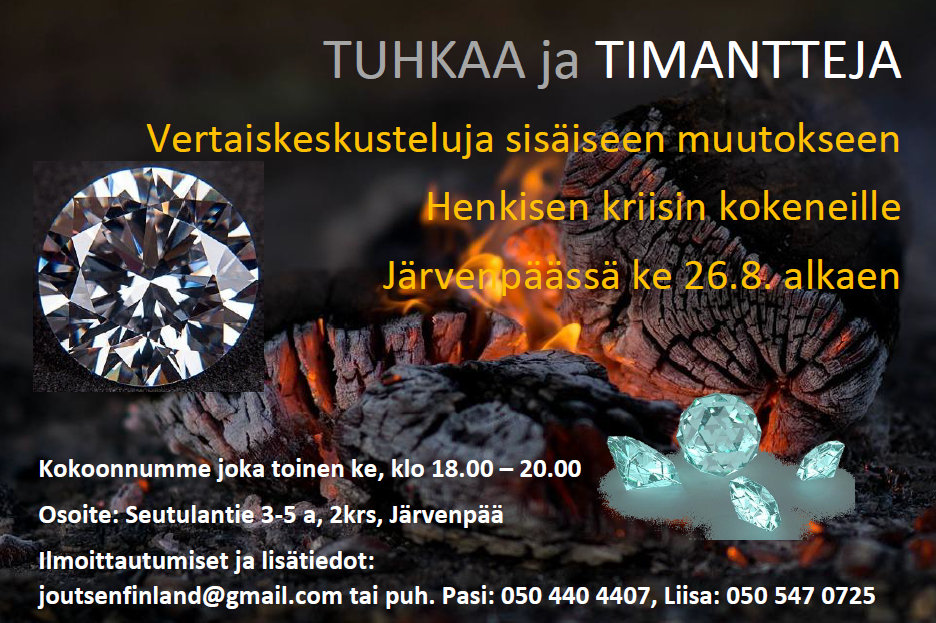 Tuhkaa ja Timantteja vertaisryhmä henkisen kriisin kokeneille starttaa 26.8.20 klo 18 ...